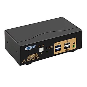 CKL USB 3.0 HDMI KVM Switch Dual Monitor 2 Port Extended Display 4K 60Hz with Cables and Audio 922HUA-3