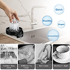 Kitchen Sink Glass Rinser, Cup Washer for Sink, Glass Washer for Sink, Bottle Washer for Sink, Automatic Cup Rinser for Sink, Cup Cleaner for Sink, Matte Black