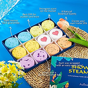 Aofmee Shower Steamers, 12 Shower Bombs, Shower Steamers Aromatherapy for Women, Shower Tablet for Mom Wife, Relaxation Gifts for Women Who Have Everything on Christmas Birthday Valentines Mothers Day