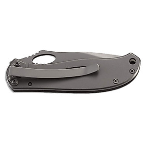 CRKT Pazoda EDC Folding Pocket Knife: Everyday Carry, Gray Ti Nitride Blade, Thumb Slot, Liner Lock, Stainless Handle, Pocket Clip 6480