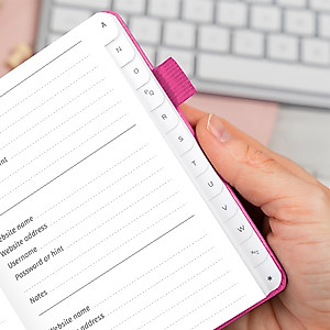 GoGirl Password Book with Alphabetical tabs - Internet Address & Password Keeper Logbook for Password Organization. Journal Notebook for Saving Website Logins Pocket Size 4.0"x5.5", Hot Pink
