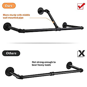 ZSZAUA Clothes Rack Heavy Duty for Hanging Clothes, Industrial Pipe Closet Rods for Hanging Clothes Bar, Detachable Wall Mounted Garment Racks for Laundry Room Organization and Storage