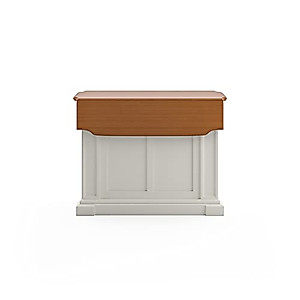 Homestyles Americana Kitchen Island with Wood Top and Drop Leaf Breakfast Bar, Storage with Drawers and Adjustable Shelves, 50 Inch Width, 49.75 inches, White and Oak