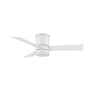 Axis Smart Indoor and Outdoor 3-Blade Flush Mount Ceiling Fan 44in Matte White with 3000K LED Light Kit and Remote Control works with Alexa, Google Assistant, Samsung Things, and iOS or Android App