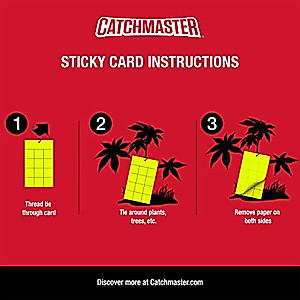 Double-Sided Yellow Sticky Card Insect Trap by Catchmaster - 72 Count, Ready to Use Indoors & Outdoors. Flying Bug Plastic Monitor Plant Protection Greenhouse UV-Resistant Waterproof Non-Toxic