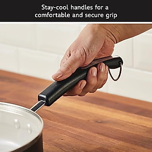 Farberware Disney Monochrome Ceramic Cookware Nonstick Saute Pan with Lid and Helper Handle, Dishwasher Safe, 4.5 Quart - Black