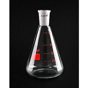 QWORK 500 mL Borosilicate Glass Erlenmeyer Flask, Thick Wall Flask with 24/40 Outer Joint