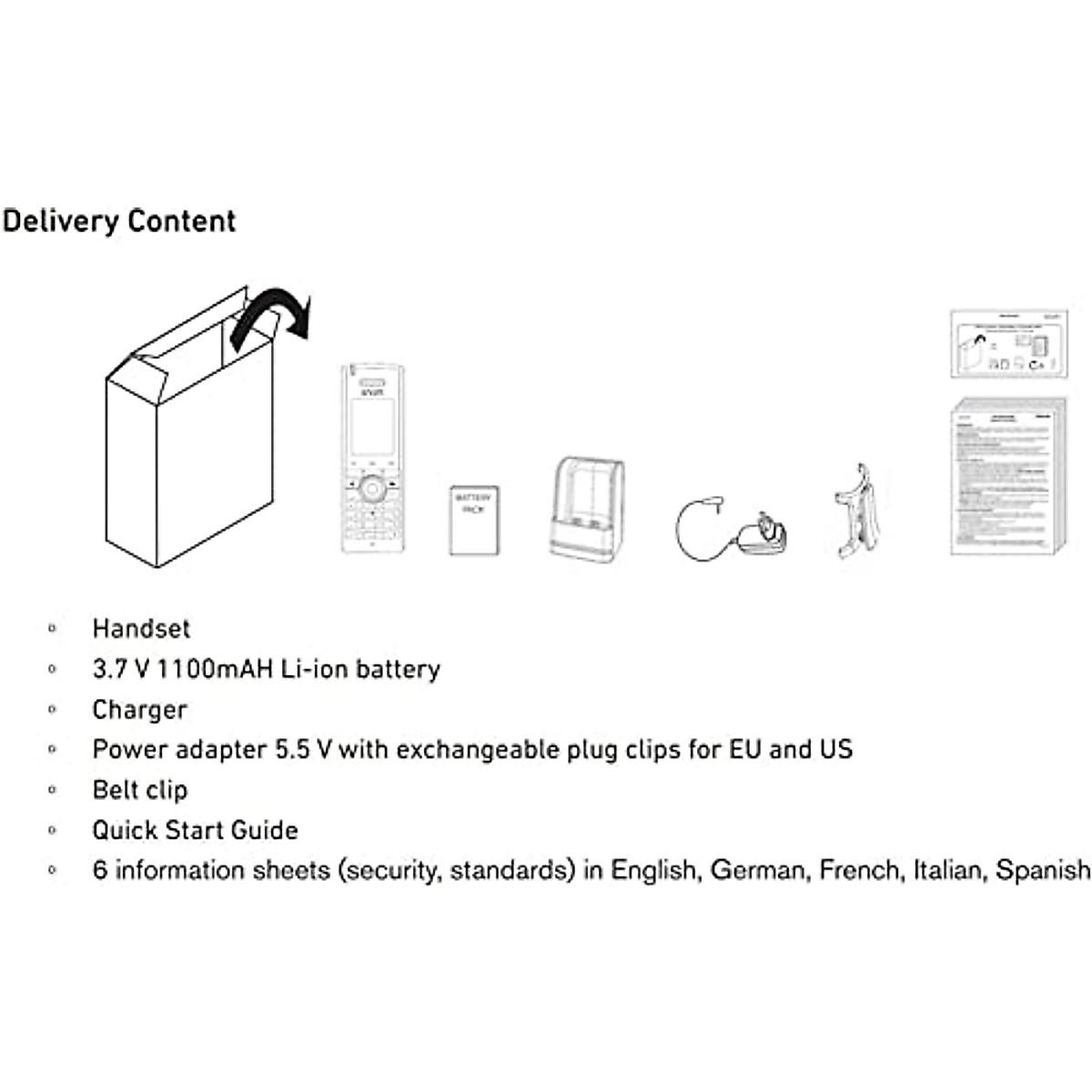 Snom M65 Professional DECT-Mobilteil (250 Stunden Standby, 2 Zoll 176 x 220 Pixel TFT, SW OTA-Upgrade, Vibrationsalarm, Gürtelclip, beleuchtete Tastatur), Schwarz, 00003969