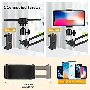 TARION Overhead Video Stand Articulating Arm Flexible Cell Phone Holder Stand Arm for Desk Table Phone Stand Holder for Overhead Video Filming Livestream Flat Photography Videography