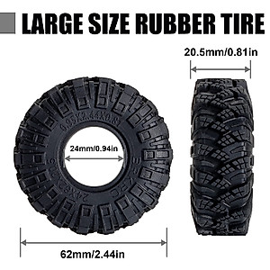 4PCS 1.0 Tires Crawler Mud Terrain Soft Rubber Tires for Axial SCX24 Gladiator Bronco C10 JLU Deadbolt B17 1/18 TRX4M 1/24 RC Crawler Car, 62mm*20mm…