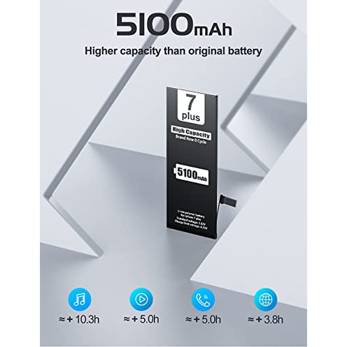（5100mAh） Battery for iPhone 7 Plus(2022 New Version), (Model:A1661, A1784, A1785) High Capacity Than Others Replacement Battery with Complete Repair Tool Kit and Instructions .b