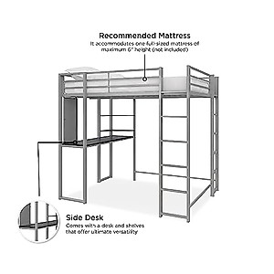 DHP Adobe Loft Bed, Silver, Full
