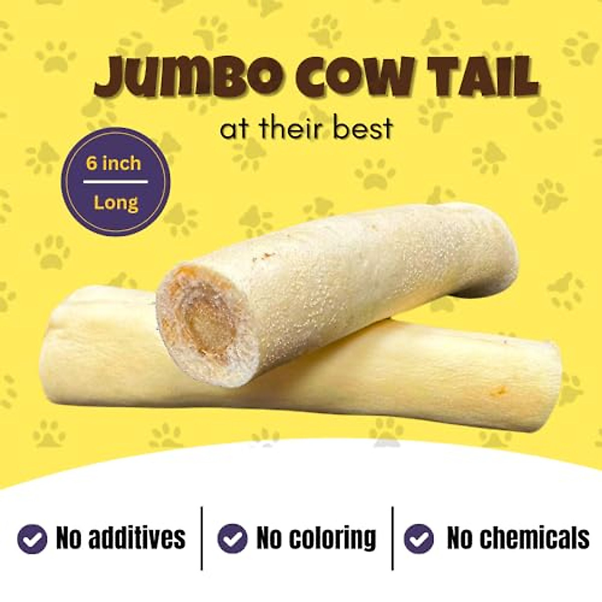 Woofley's Buffalo Cow Tail Jumbo Bone - (8 Count) - Meaty Thick Bones for Dogs - No Splinter Dog Bones - Long Lasting Dog Chews and Bones