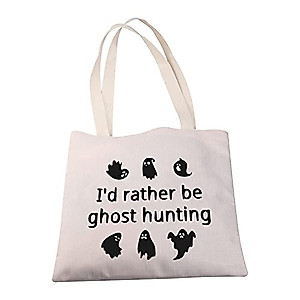 MBMSO Ghost Hunter Gifts Paranormal Investigator Gifts Cute Spooky Tote Bag I'd Rather be Ghost Hunting Bag Halloweenn gift (Ghost Hunting TB)