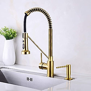 Gold Kitchen Soap Dispenser,Sold Brass Gold Soap Dispenser for Kitchen Sink,Commercial Liquid Dish Dispensers,Built in Kitchen Sink Soap Dispenser,Brushed Gold Lotion Dispenser