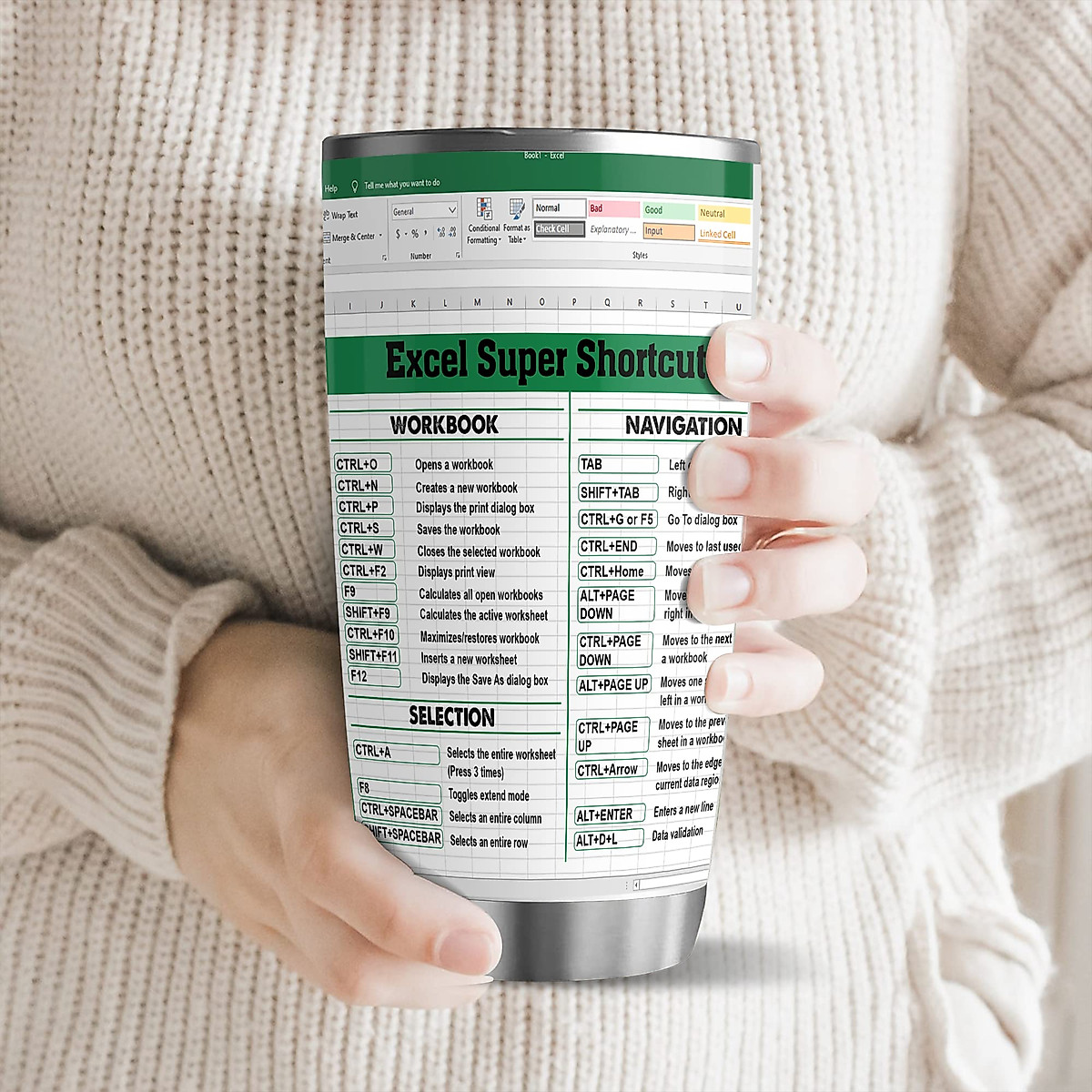 BECHUSKY Excel Tumbler Group Excel Shortcut Tumbler Excel Cheat Sheet Travel Spreadsheet Accounting Student Senior Accountant CPA Gift For Coworker Colleague Friend On Birthday Anniversary Christmas