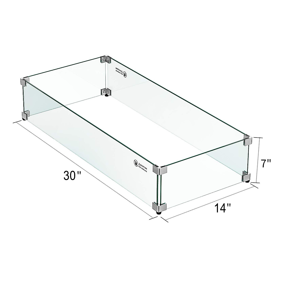 Skyflame 24 by 8 Inch Rectangular Stainless Steel Drop-in Fire Pit Pan and Burner with Burner Cove, Include Fire Pit Glass Wind Guard