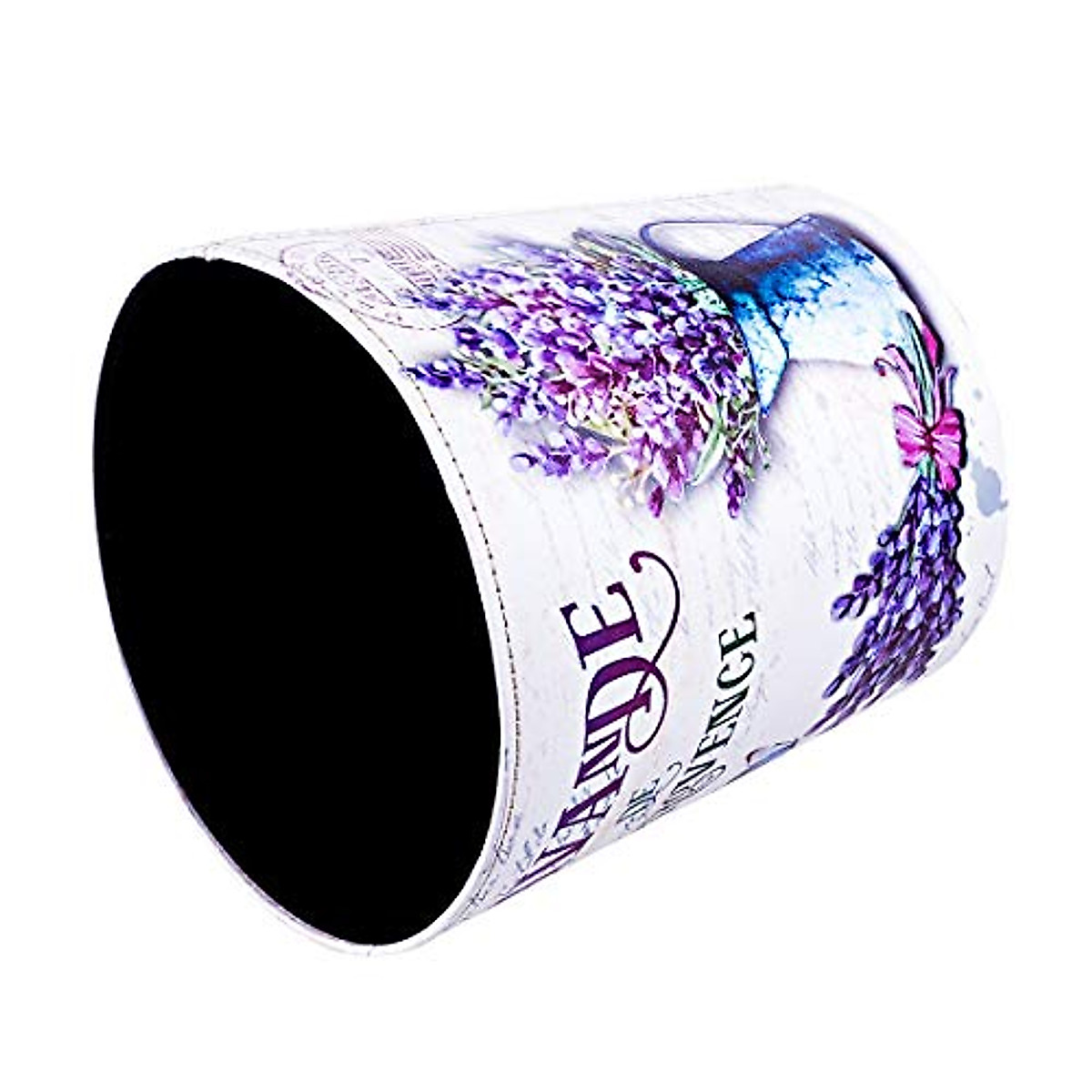 Scakbyer 10L/2.64 Gallon Trash Can, Decorative Waste Basket, PU Leather Waste Paper Basket, Waterproof Garbage Can for Bathroom, Bedroom, Office, Kitchen and Living Room - Lavender