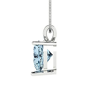 Clara Pucci 2.05ct Heart Cut unique Fine jewelry Natural Sky blue Topaz Solitaire Pendant Necklace With 18" Gold Chain box 14k White Gold