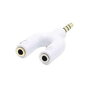 NANYI 2PCS White Headphone Splitter Headphone Microphone Adapter for Audio Stereo Headphone and MIC for Phone, Computer, MP3.