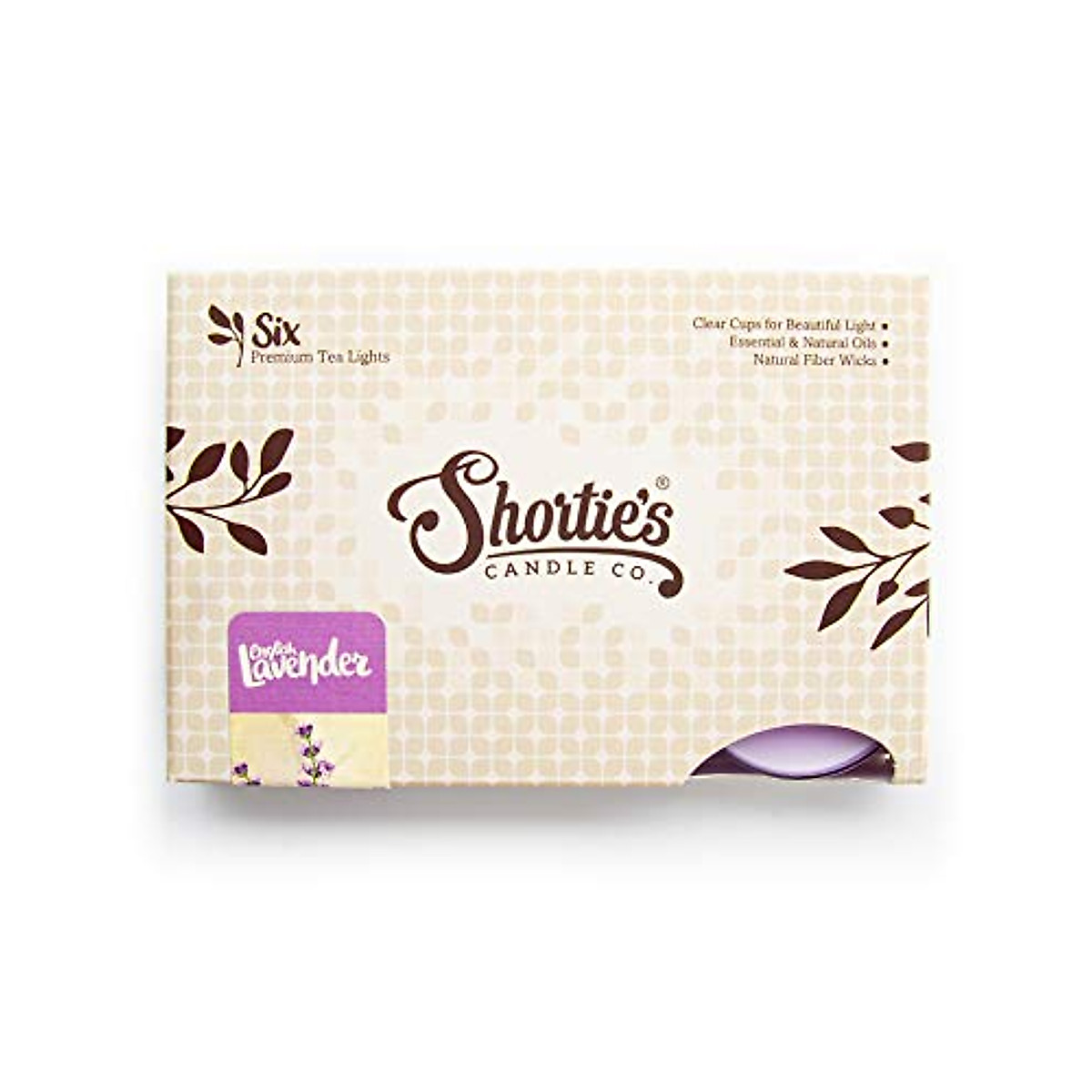 Pure English Lavender Premium Tealight Candles - Highly Scented with Essential & Natural Oils - 6 Purple Tea Lights - Beautiful Candlelight - Made in The USA - Flower & Floral Collection