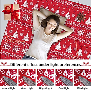 ROYHOME Washable Christmas Area Rug Snowflake and Xmas Tree Boho Area Rugs Carpet Holiday Decorative Carpet Rug Velvet Coffee Table Accent Rug Farmhouse Dining Table Rug Bedroom Decor, 4' x 6'