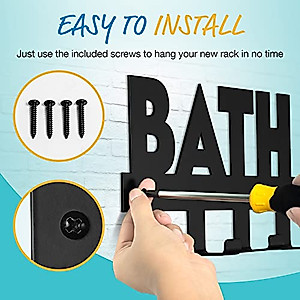 Star Splash Large Bathroom Towel Rack - Black Bathroom Decor - Black Towel Rack Bath Towel Rack - Bath Towel Holder for Bathroom Wall - Towel Racks for Bathroom Wall Mounted - Bathroom Towel Organizer