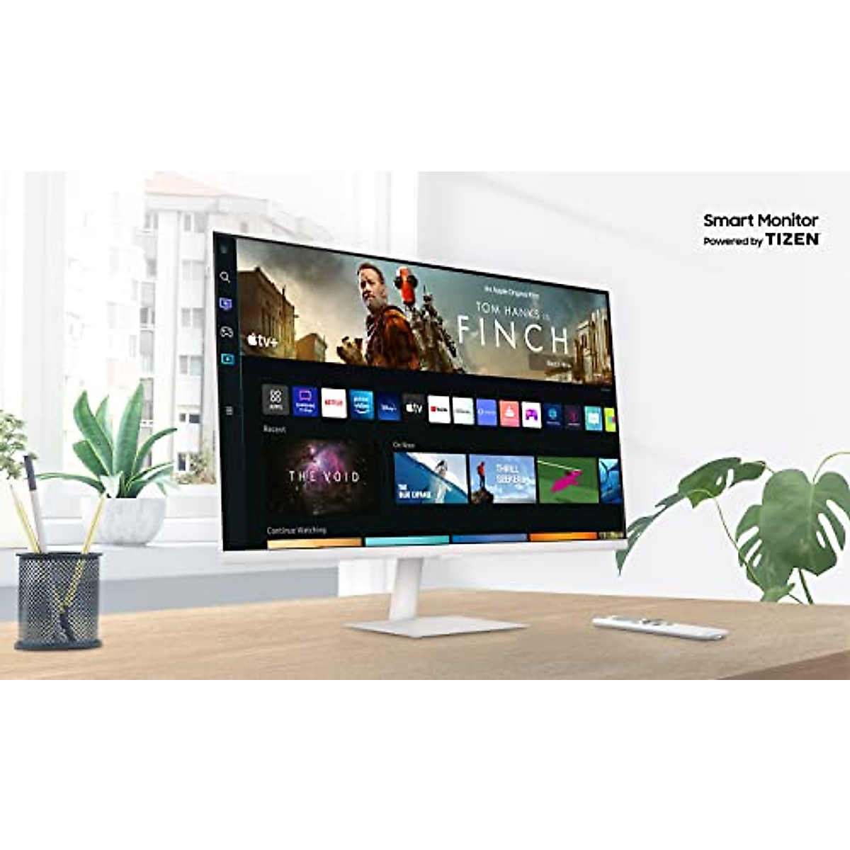 SAMSUNG 32" M70B Series 4K UHD USB-C Smart Monitor & Streaming TV, 4ms, 60Hz, HDR10, Wireless Display, Slimfit Camera, Gaming and IoT Hubs, Alexa Built in, 2022, LS32BM703UNXZA, White