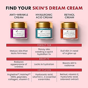 Retinol Night Cream - 2.5% Retinol with 2.5% Hyaluronic Acid - Retinol Face Moisturizer to Boosts Elasticity and Hydration, Firming Anti Wrinkle Cream, Anti Aging Face Cream, Skin Care Facial Cream