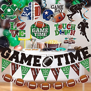 Football Party Decorations 2024 Football Game Time Touch Down Banner Football Banner with Football Party Hanging Decorations Football Party Supplies