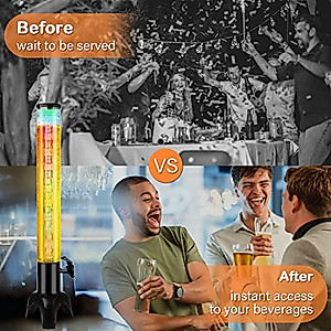 3L/100oz Mimosa Tower Dispenser with Ice Tube and Led Light, Tabletop Drink Tower Dispenser for Beer, Margarita, Liquor, Beverage