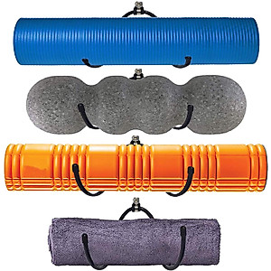 Metal Adjustable Wall Rack, Multi-Purpose Shelf for Foam Roller Racks Yoga Mat Storage Exercise Mat Organizer Bath Towels Holder for Your Fitness Class or Home Gym Bathroom, Up to 20Lbs - （4 Pack）