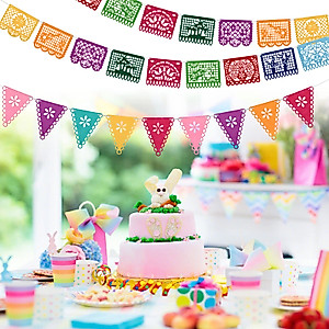 Sainyarh 4 Pieces Day of The Dead Banners Papel Picado Banner Mexican Fiesta Birthday Party Decorations, Felt Dia De Los Muertos Garland, Cinco de Mayo Hanging Flag, Halloween Kids Party Supplies