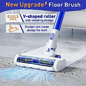EICOBOT Cordless Vacuum Cleaner, 23Kpa Powerful Suction Lightweight Stick Vacuum Cleaner with Detachable Battery Up to 35 Mins Runtime,6 in 1 Handheld Vacuum for Hard Floor Carpet Pet Hair Sea Blue