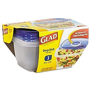 Deep Dish Food Storage Containers, 64 oz, 3/Pack
