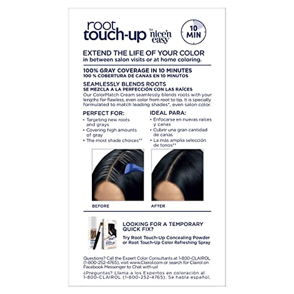 Clairol Root Touch-Up by Nice'n Easy Permanent Hair Dye, 2B Blue Black Hair Color, Pack of 1 (Pack of 2)