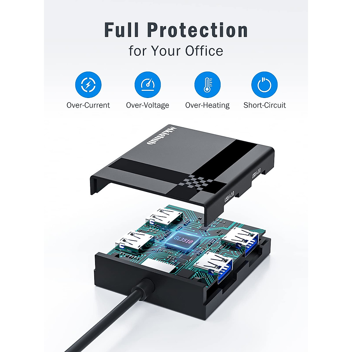 Mkighub USB A Hub, 4-Port USB 3.0 Hub, Multi USB Port Expander, Fast Data Transfer USB Splitter for Laptop, iMac Pro, MacBook Air, Mac, Surface Pro, XPS, PC, Flash Drive, Mobile HDD