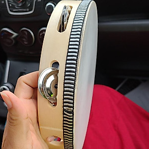 MAHIONG 4 PCS 4" 6" 8" 10" Wooden Tambourine, Musical Instrument Tambourine Set, Handheld Drum Bell Metal Jingles Single Row Percussion for Church, KTV, Party