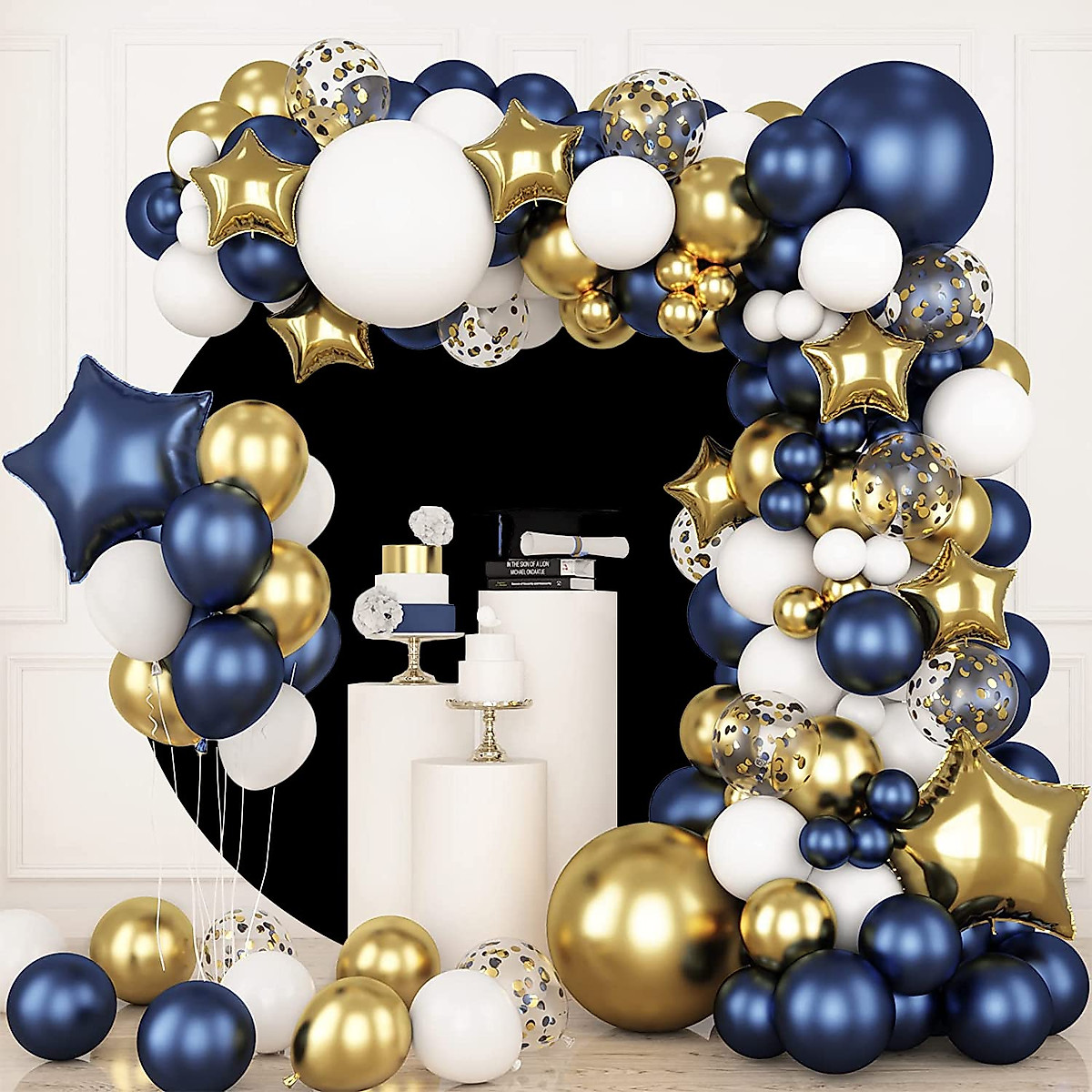 Leowefowa Black Round Backdrop Cover 7.2ft Black Background for Photography Black Photo Backdrop Black Circle Arch Backdrop Stand Cover Birthday Baby Shower Bridal Shower Party Decor Photo Prop