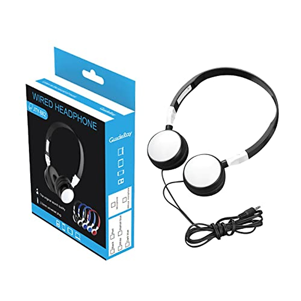 Wired Headset, 3.5mm Plug Noise Cancelling Stereo Gaming Headphones for Computer Telephone (White)