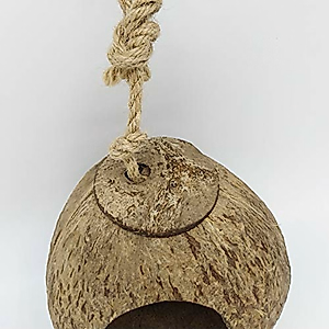 TIHOOD Coconut Bird Nest,Natural Coconut Shell Bird Nest House Hut Cage for Pet Parrot Budgies Parakeet