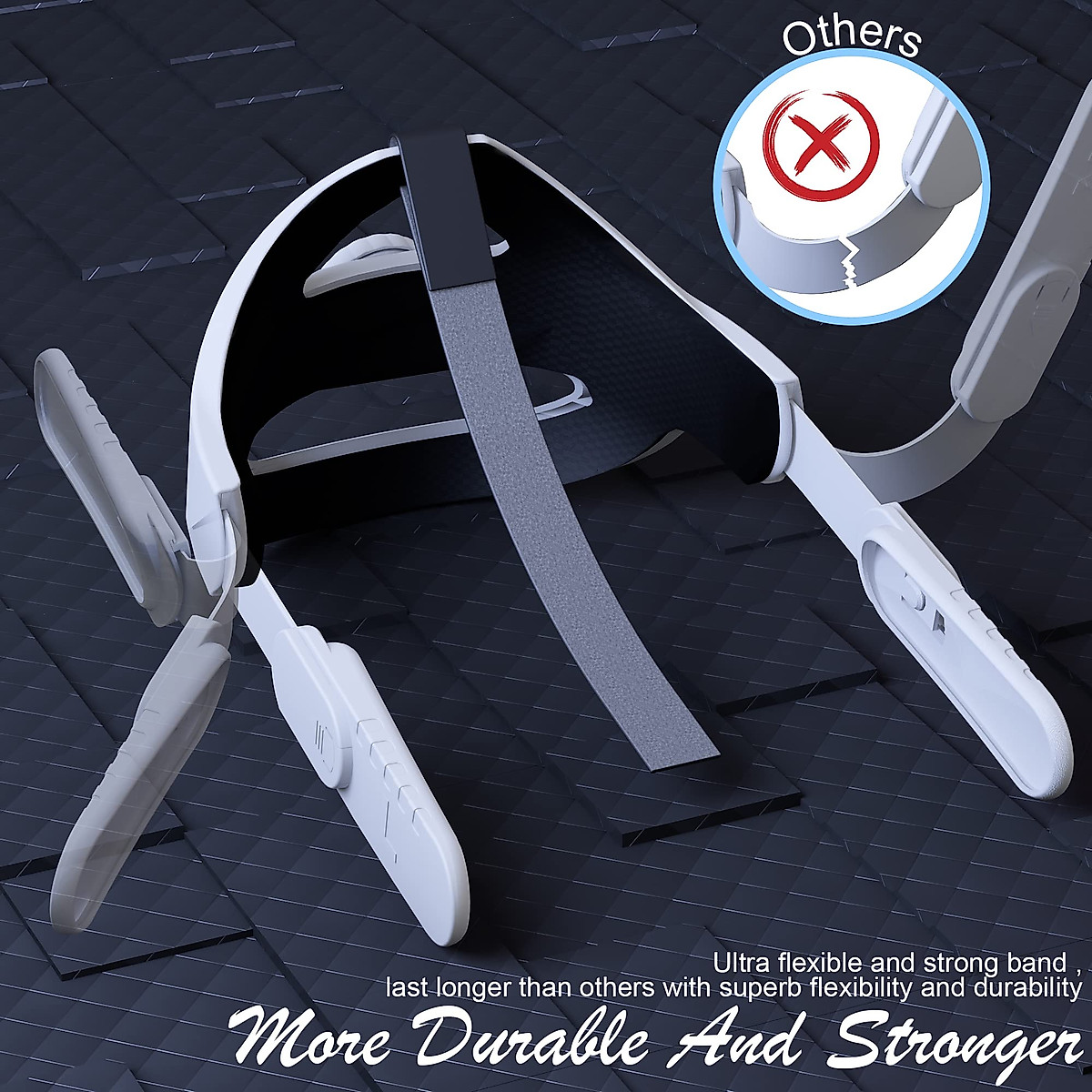 Seltureone Head Strap Compatible for Quest 2 Accessories, Replacement for Elite Strap, (Upgraded) Adjustable Comfortable Band Reduce Pressure for Quest 2, White