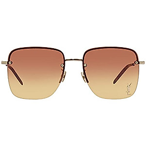 SAINT LAURENT Women's SL 312 Square Metal Sunglasses, Gold/Gold Orange, One Size