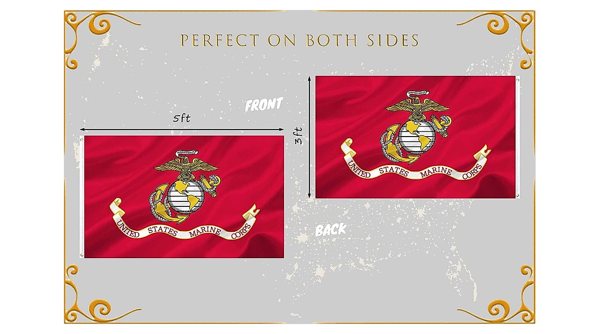 Double-Sided USMC Flag 3x5 - Heavy Duty Polyester