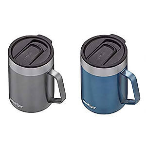 Contigo Streeterville Stainless Steel Vacuum-Insulated Mug with Handle and Splash-Proof Lid, 2-Pack, 14 oz., Sake and Blue Corn
