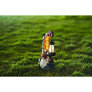 Pohabery Gnome Garden Decor Statue Solar Gnomes Decorations for Yard with Lantern Light Outdoor Decorations for Patio Mom Gift