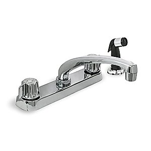 Highcraft 393I6 Kitchen Faucet Two Handle with Interchangeable Gerber Style, with Polished Durable Solid Brass Body Compressed Valve Pop Up Lead-Free Construction Chrome Plated Finish