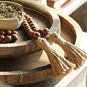 Meplait 39in Wood Bead Garland Farmhouse with Tassels,Versatile Prayer Beads Boho Chic Wall Hanging Home Decor (Brown)