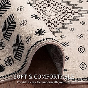 YIHOUSE 6×9 Ft Area Rugs Non-Shedding Washable Rug, Bedroom Living Room Dining Room Office Soft Nonslip Modern Rugs Faux Wool Collection Carpet Indoor/Outdoor Rugs-Black and White Rug