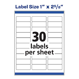 Avery Easy Peel Laser Labels, 1" X 2-5/8", White, 3000 Labels/Box (5160)